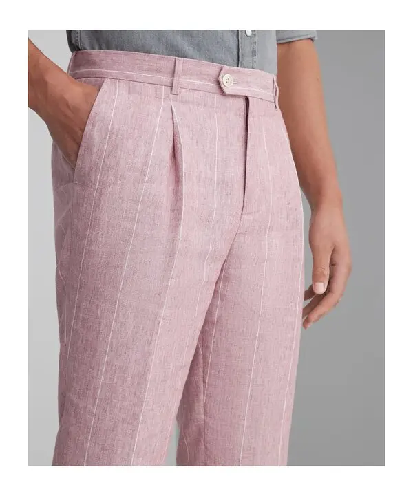 Brunello Cucinelli Pinstripe Tapered Linen Chinos