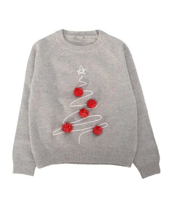 IL GUFO Christmas Tree Embellished Jumper - Gray