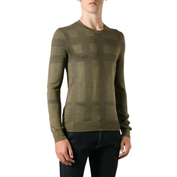 Burberry Checkered Detail Long Sleeve Pullover - Green