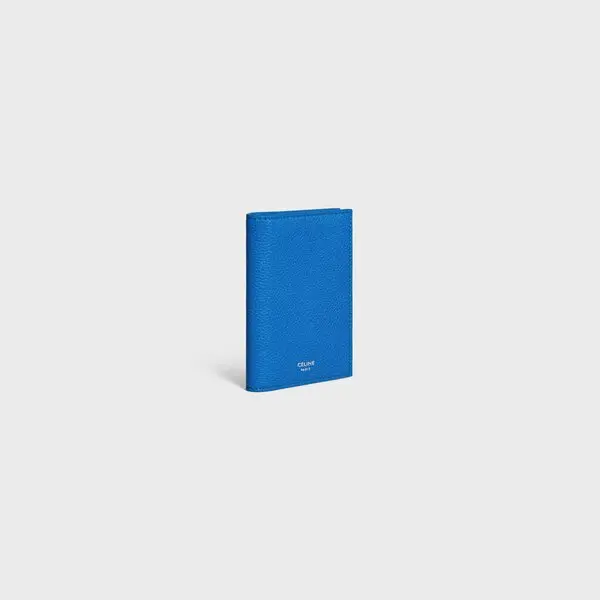Celine Vertical Card Holder In Grained Calfskin