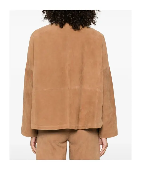 FORTE_FORTE Suede V-neck Jacket - Nude