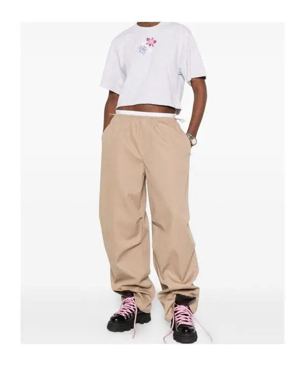 Off-White Cropped T-shirt With Floral Print - White