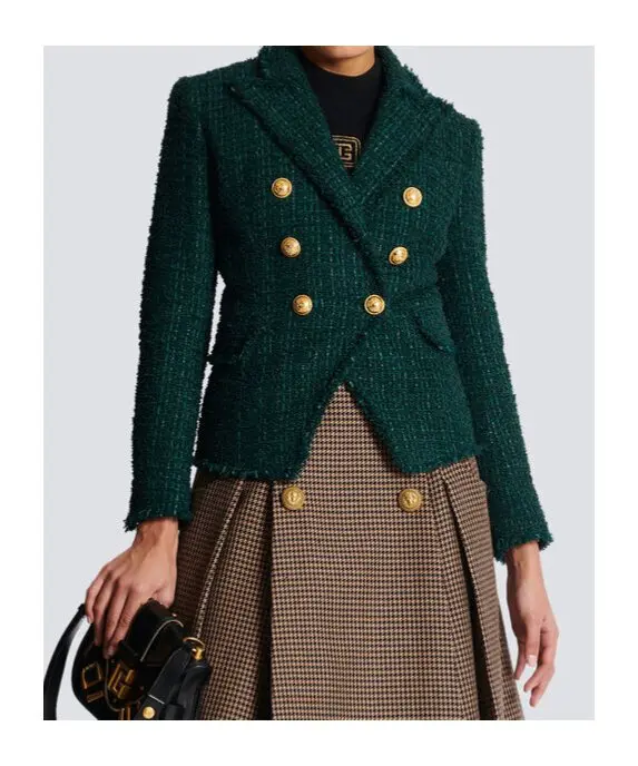 Balmain Double Breasted Tailored Tweed Jacket