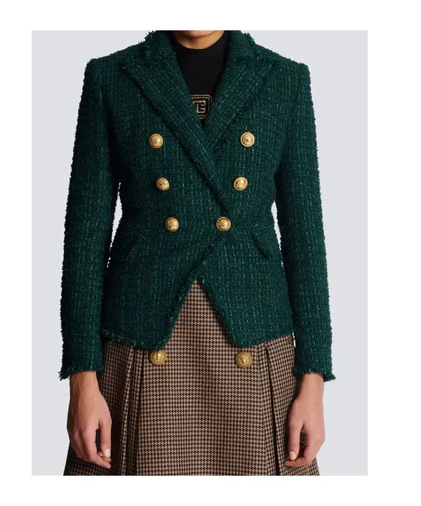 Balmain Double Breasted Tailored Tweed Jacket