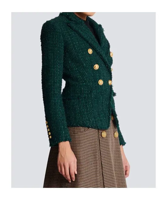 Balmain Double Breasted Tailored Tweed Jacket