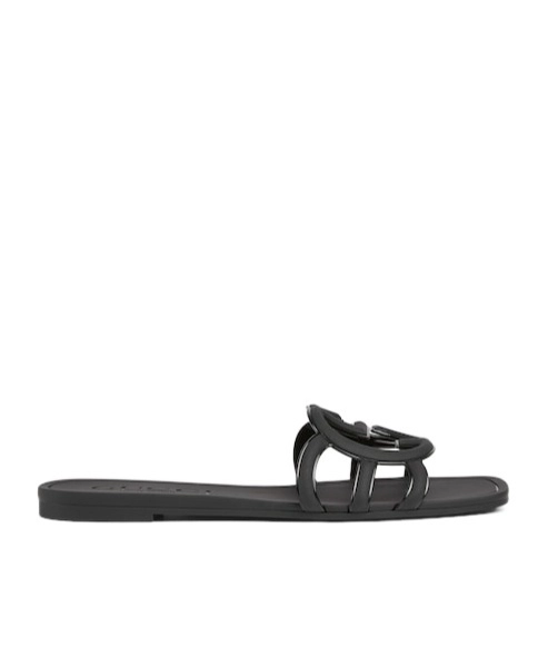 Gucci Lido Incroco Gg Flat Sandals - Black