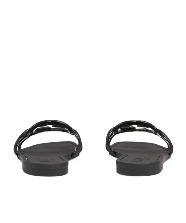 Gucci Lido Incroco Gg Flat Sandals - Black