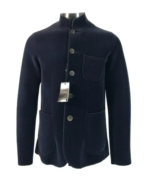 Emporio Armani Logo Collar Coat - Black