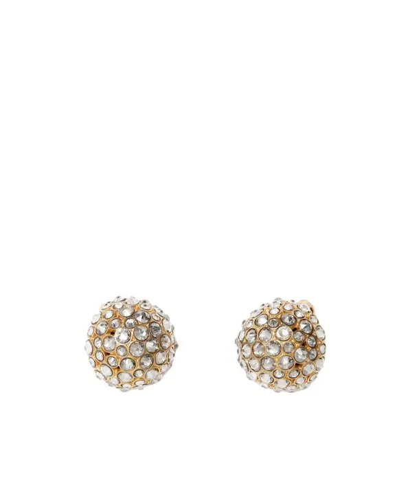 Celine Heirlooms Dome Earrings In Strass And Brass With Gold Finish - Multicolor
