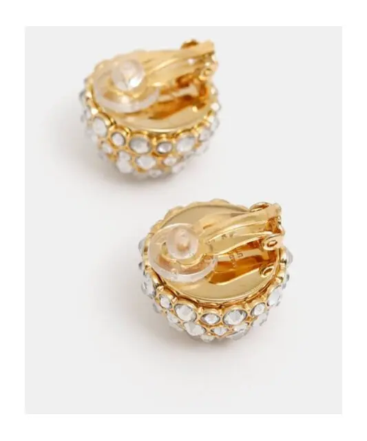 Celine Heirlooms Dome Earrings In Strass And Brass With Gold Finish
