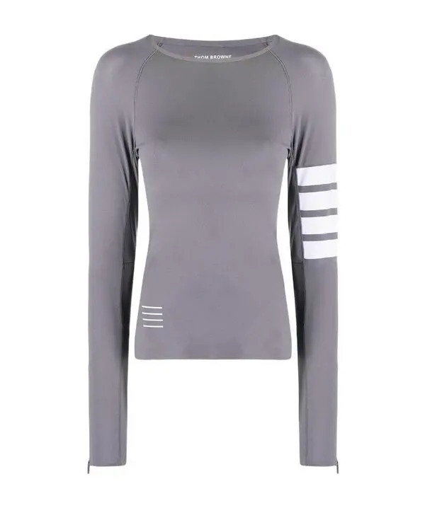 Thom Browne 4-bar Compression Long Sleeve Top - Medium Gray