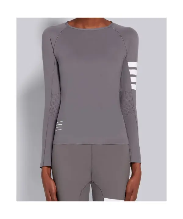 Thom Browne 4-bar Compression Long Sleeve Top - Medium Gray