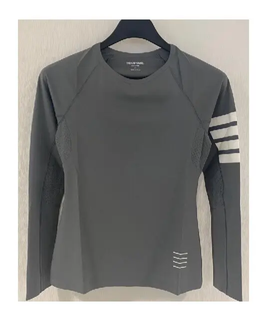 Thom Browne 4-bar Compression Long Sleeve Top - Medium Gray
