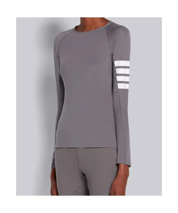 Thom Browne 4-bar Compression Long Sleeve Top - Medium Gray