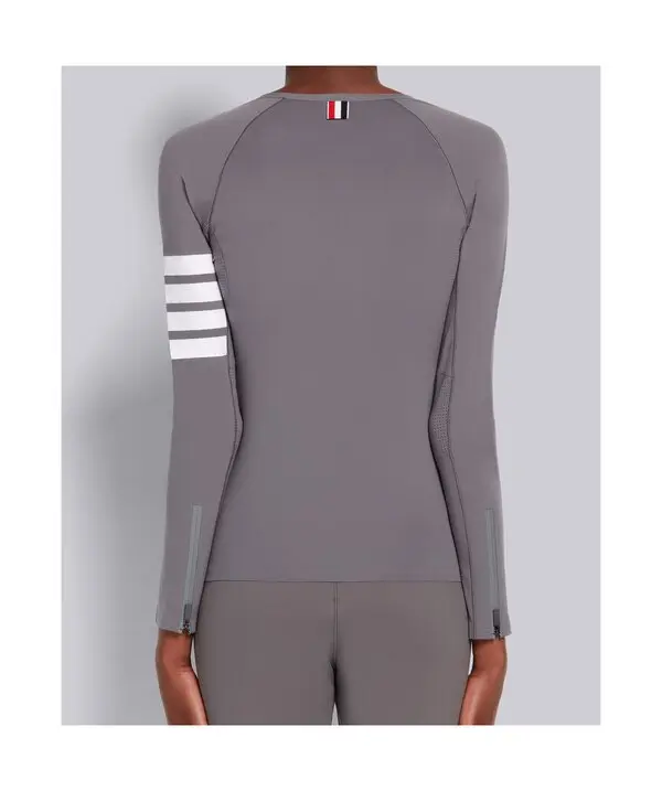 Thom Browne 4-bar Compression Long Sleeve Top - Medium Gray