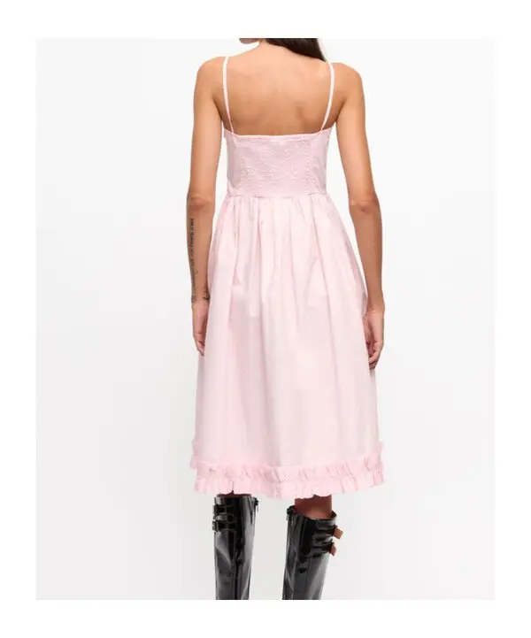 GANNI Strappy Midi Dress With Bow Details And Flounce Hem