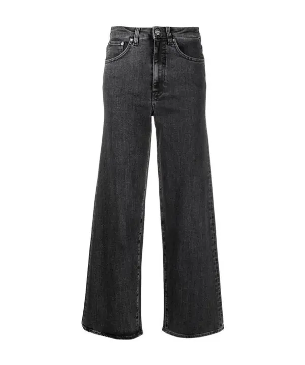 TOTEME Cropped Wide Leg Jeans - Black