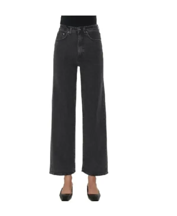 TOTEME Cropped Wide Leg Jeans - Black