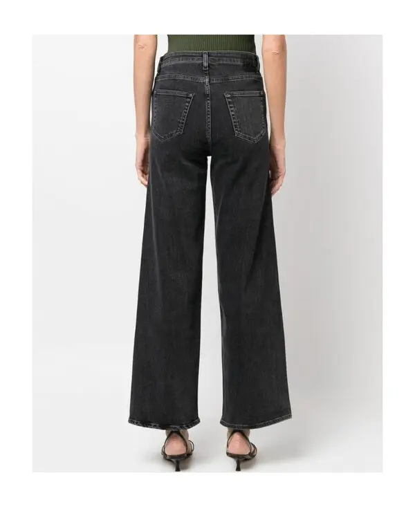 TOTEME Cropped Wide Leg Jeans - Black