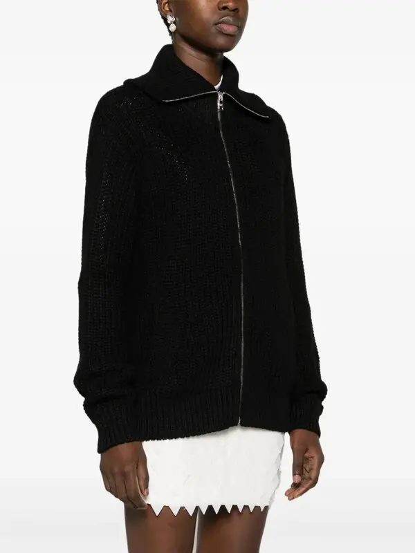 Prada Enamel Triangle Zip-up Cardigan