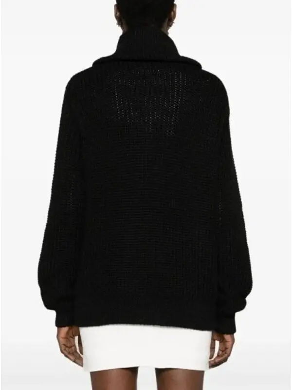 Prada Enamel Triangle Zip-up Cardigan