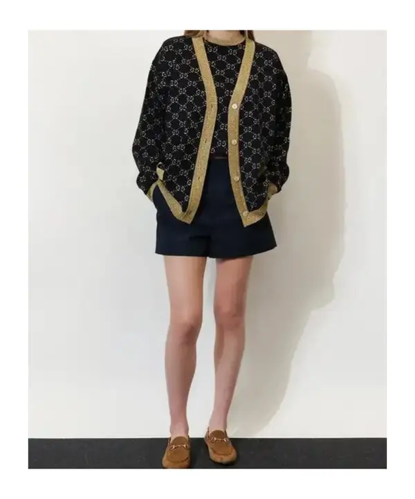 Gucci V-neck Button-up Cardigan With Gg Monogram