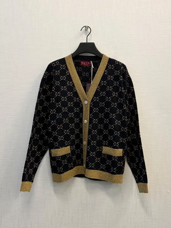 Gucci V-neck Button-up Cardigan With Gg Monogram