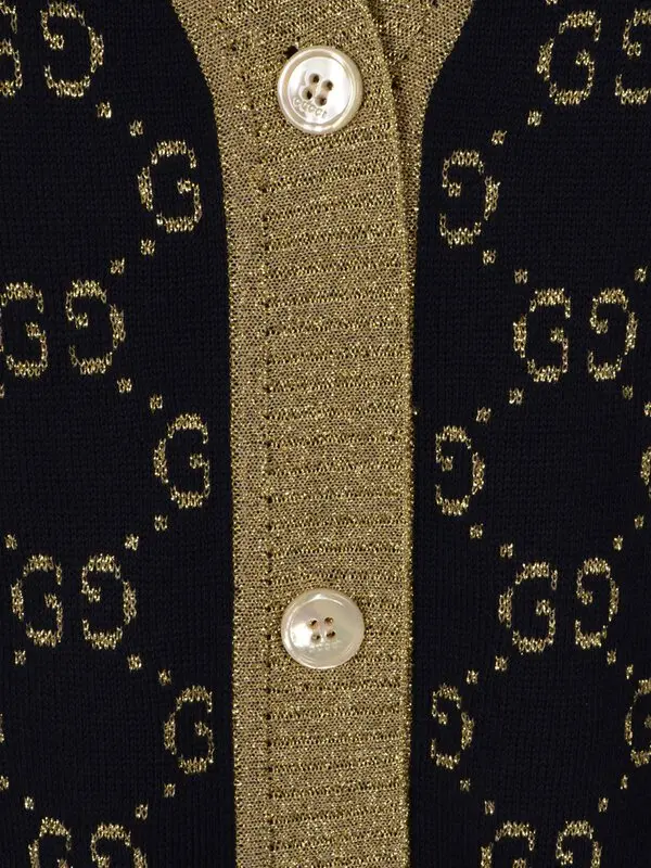 Gucci V-neck Button-up Cardigan With Gg Monogram