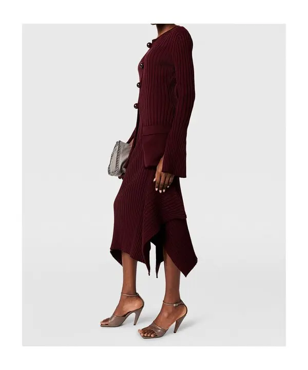 Stella McCartney Ribbed Knit Buttoned Cardigan - Bordeaux
