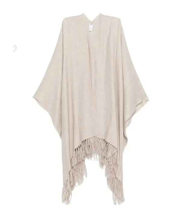 Brunello Cucinelli Fringed Cape - Nude
