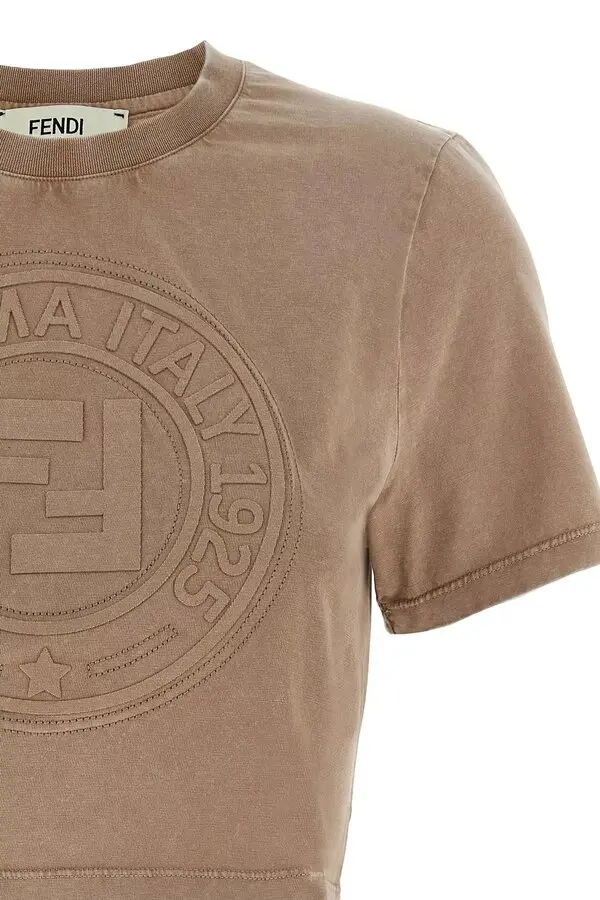 Fendi Logo Detailed Cropped T-shirt