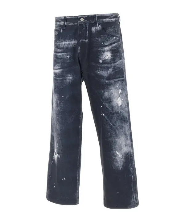 Emporio Armani Distressed Regular Fit Jeans - Black