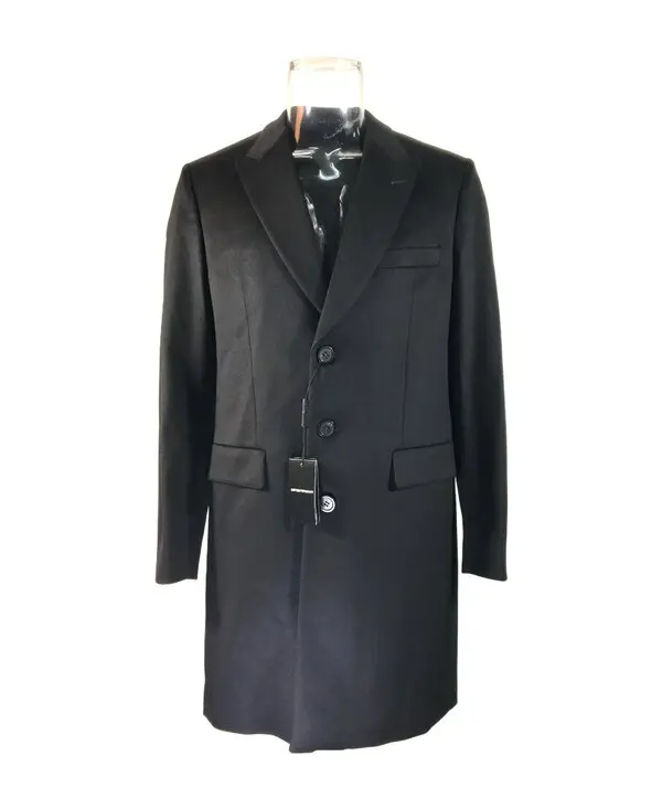 Emporio Armani Single-breasted Wool Coat - Black