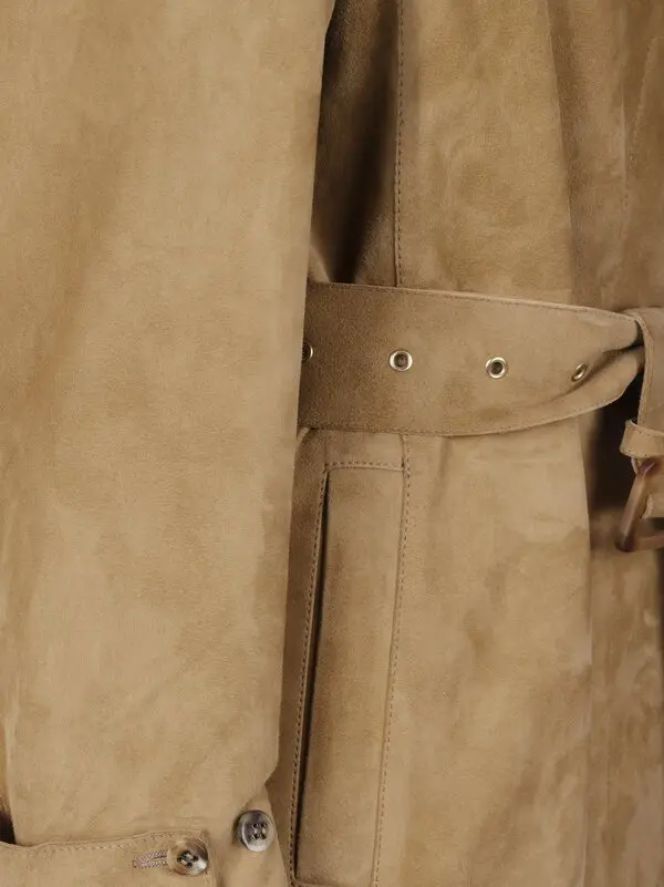 GOLDEN GOOSE Belted Waist Trench Coat - Sand-colored