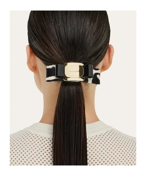 FERRAGAMO Vara Bow Zebra Print Hairclip