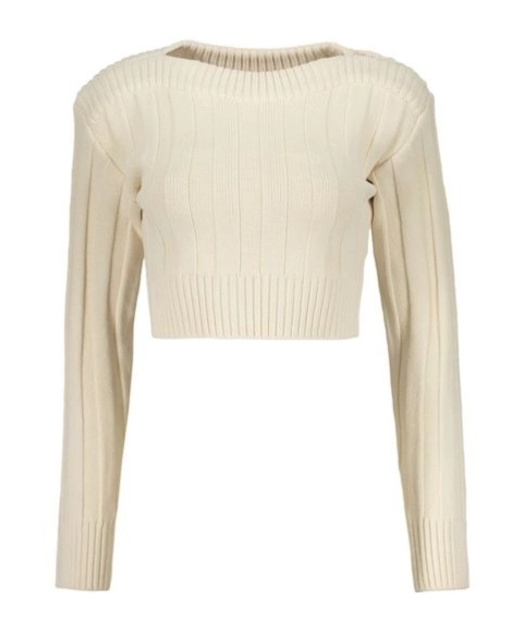 LOW CLASSIC Ribbed Cropped Long Sleeve Sweater
