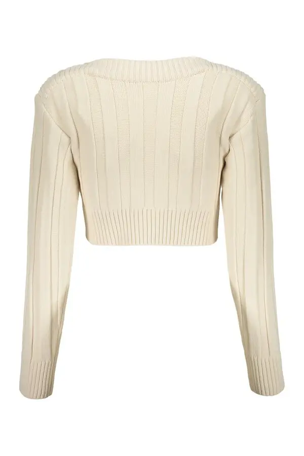LOW CLASSIC Ribbed Cropped Long Sleeve Sweater