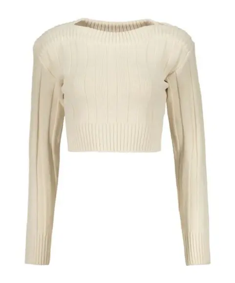 LOW CLASSIC Ribbed Cropped Long Sleeve Sweater