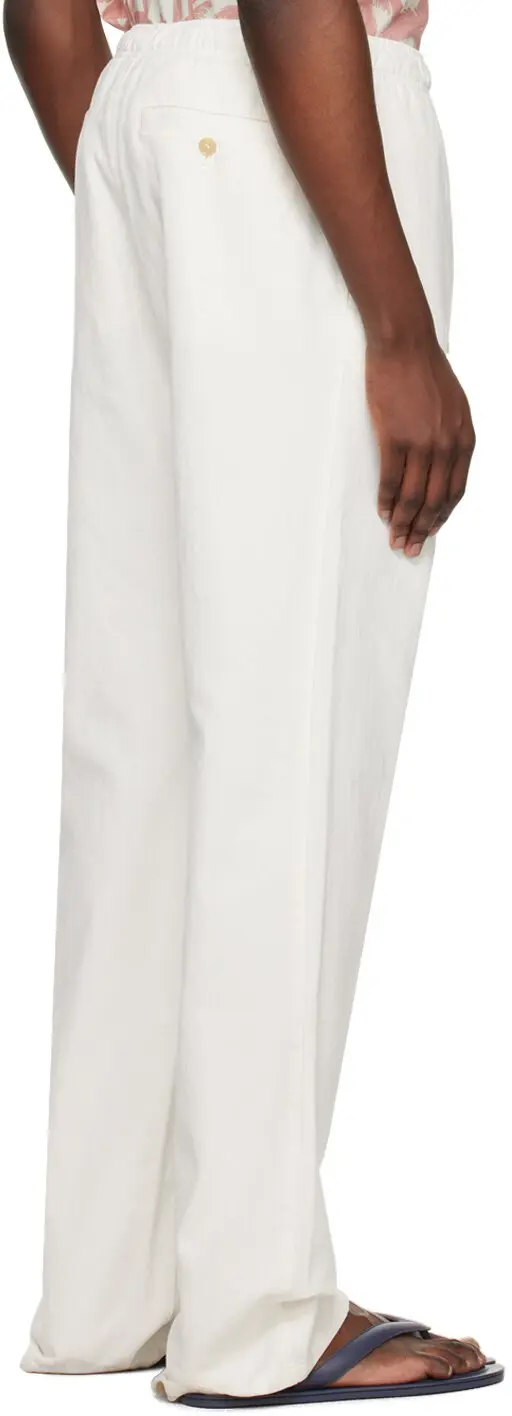 Palm Angels Monogram Embroidered Drawstring Pants - White