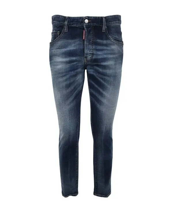 Dsquared2 Distressed Logo Patch Slim-fit Jeans - Blue