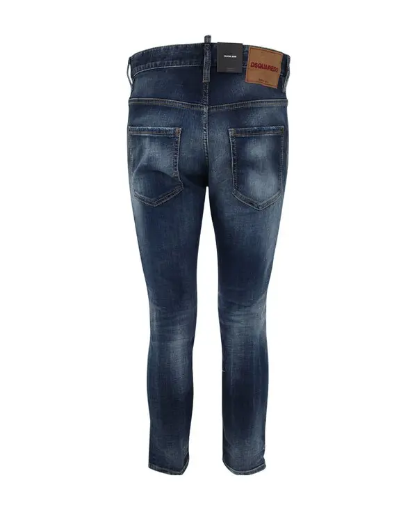 Dsquared2 Distressed Logo Patch Slim-fit Jeans - Blue