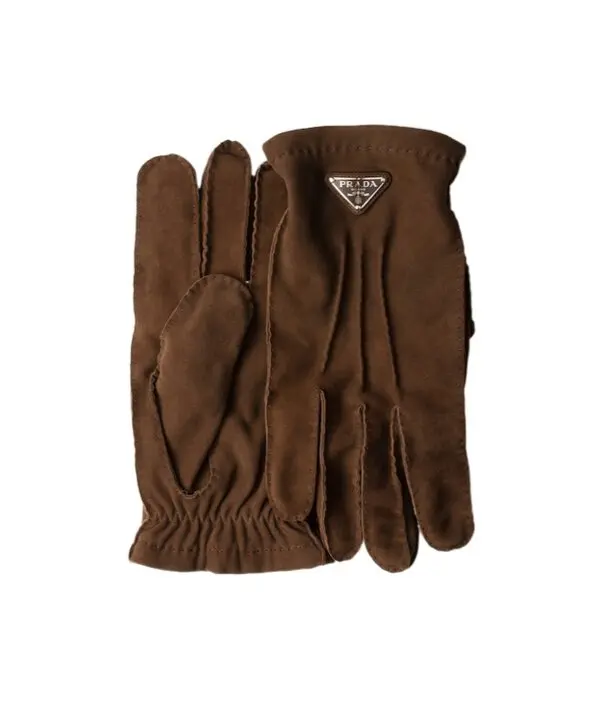 Prada Triangle-logo Gloves - Cocoa Brown