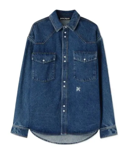Palm Angels Logo-embroidered Drop Shoulder Denim Shirt