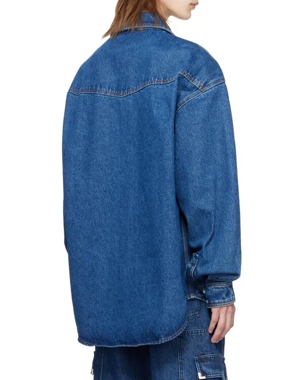 Palm Angels Logo-embroidered Drop Shoulder Denim Shirt