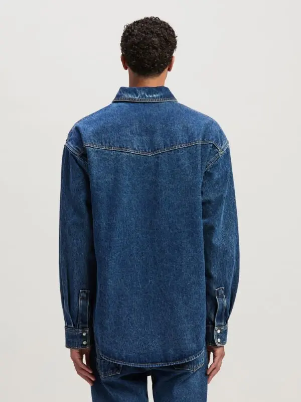 Palm Angels Logo-embroidered Drop Shoulder Denim Shirt