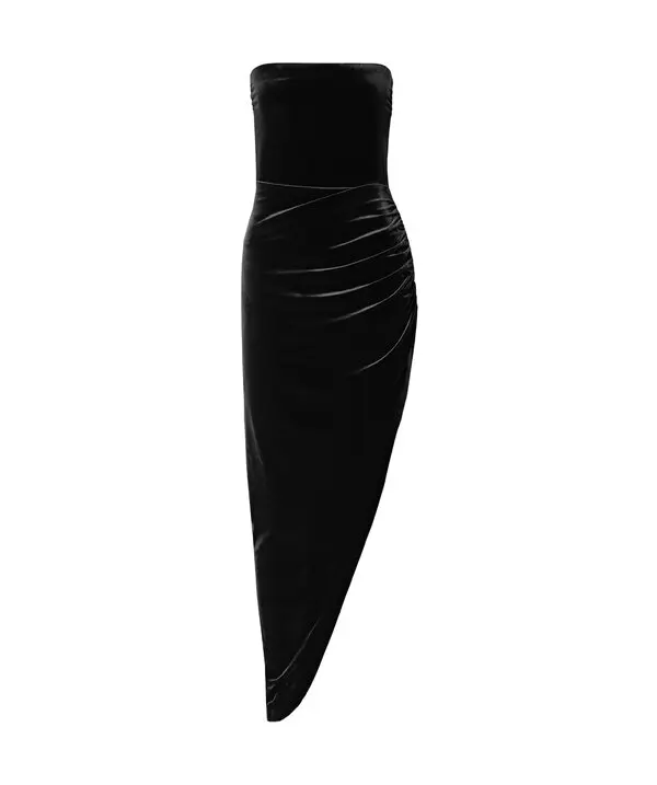 Norma Kamali Strapless Shirred Gown - Black