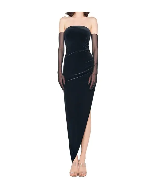 Norma Kamali Strapless Shirred Gown - Black