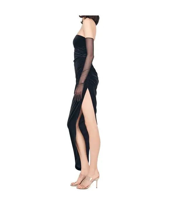 Norma Kamali Strapless Shirred Gown - Black