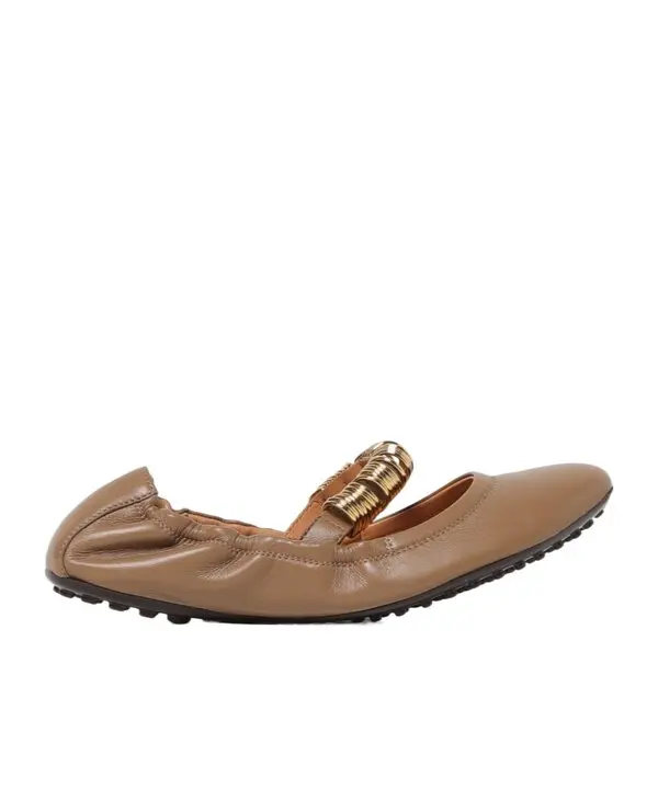 TOD'S Embellished Ballerina Flats - Beige