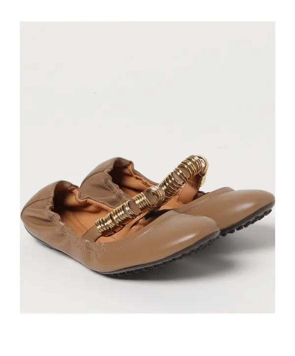 TOD'S Embellished Ballerina Flats - Beige